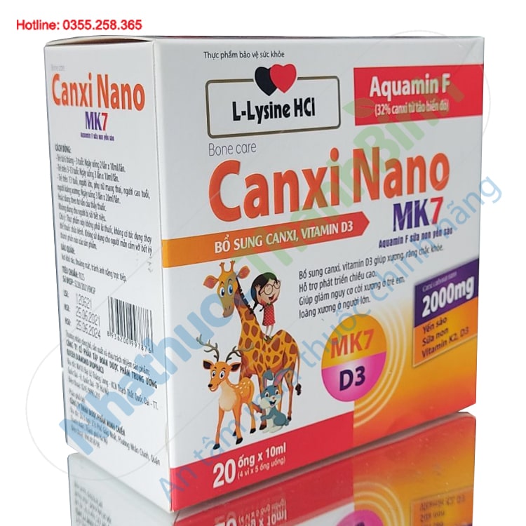 Canxi Nano MK7 bổ sung canxi Vitamin D3 tăng chiều cao cho trẻ