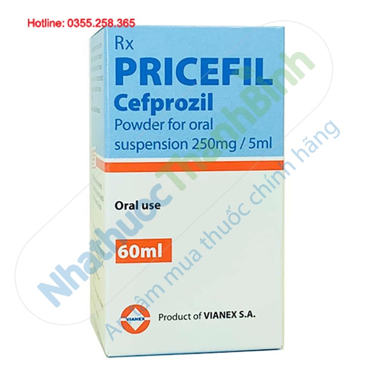 Thuốc Pricefil 250mg/5ml lọ 60ml trị nhiễm khuẩn hô hấp